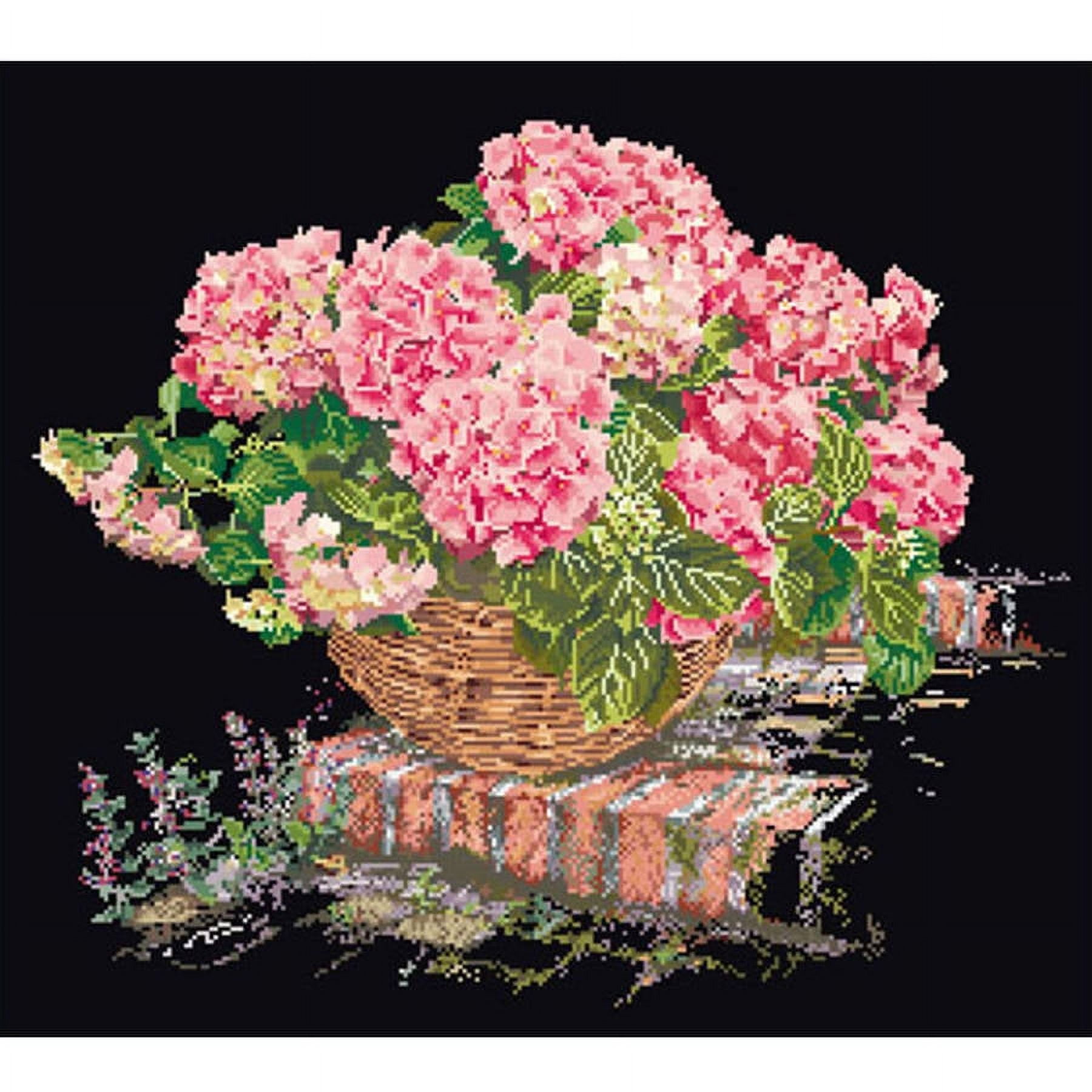 Pink Hydrangea On Aida Counted Cross Stitch Kit, 14.5" x 12.75", 18 ...