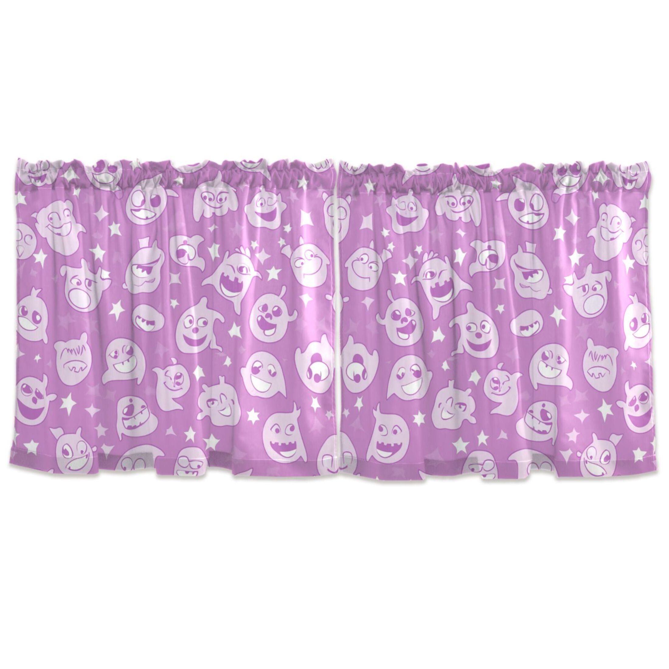 Pink Imp Tier Curtains for Kitchen 57x36 Inch Semi Sheer Light ...