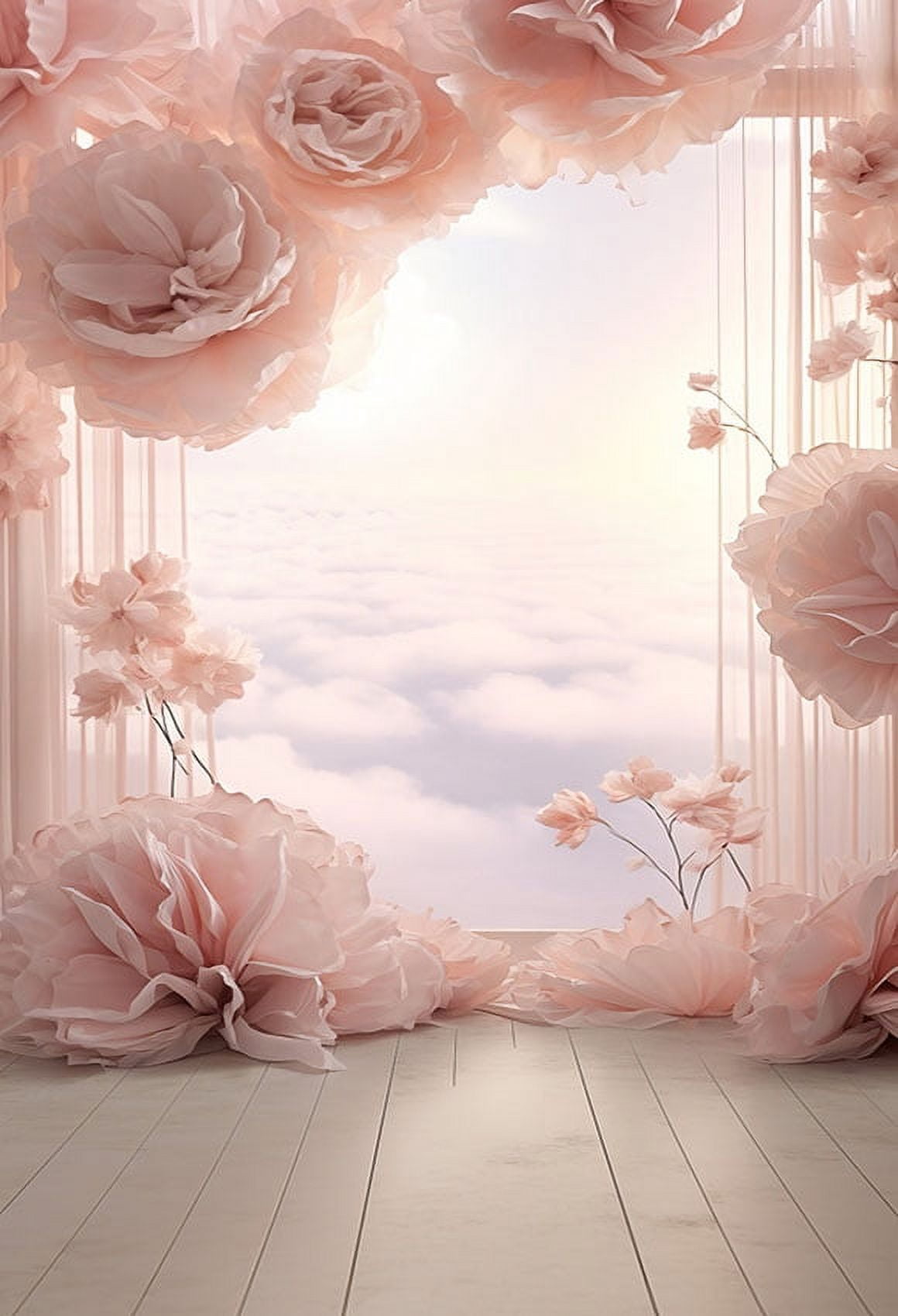 Pink Indoor Flowers Clouds Kids Birthday Wedding Maternity Portrait r ...