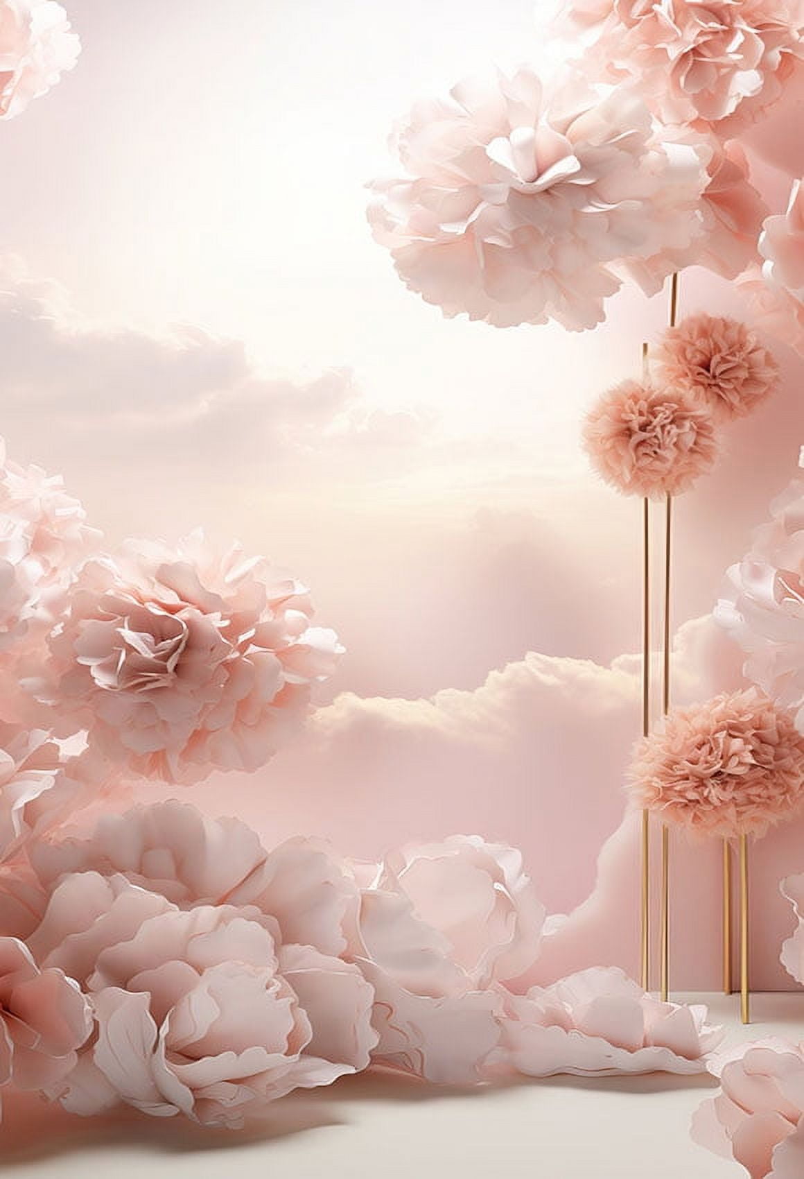 Pink Indoor Flowers Clouds Kids Birthday Wedding Maternity Portrait r ...