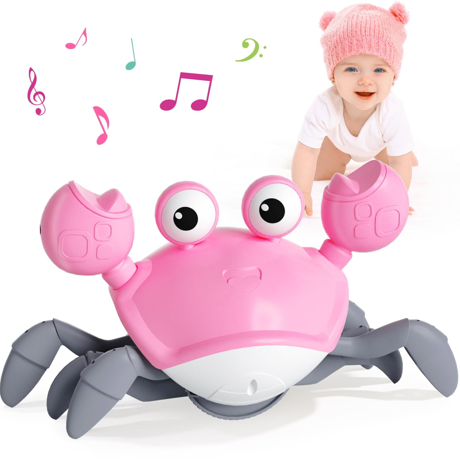 Pink Induction Crawling Crab with Music, Walking Dancing Crab Toy for ...