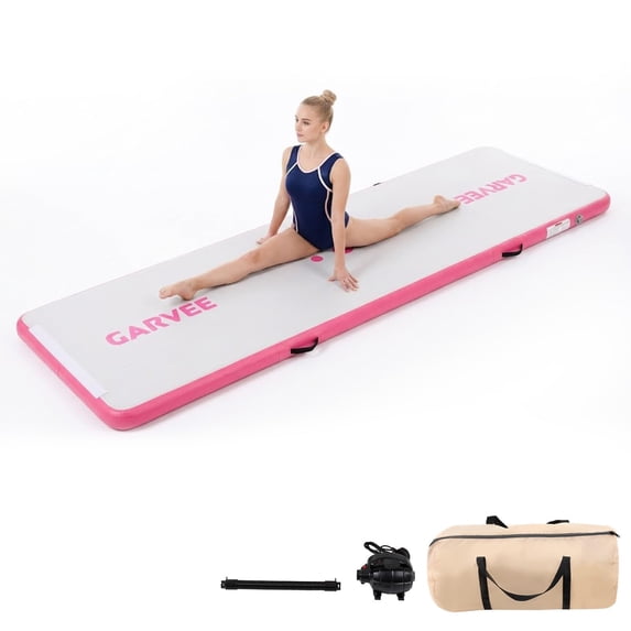 Pink Inflatable Gymnastics Air Mat – 4" Thick Tumble Track for Home Gym ...
