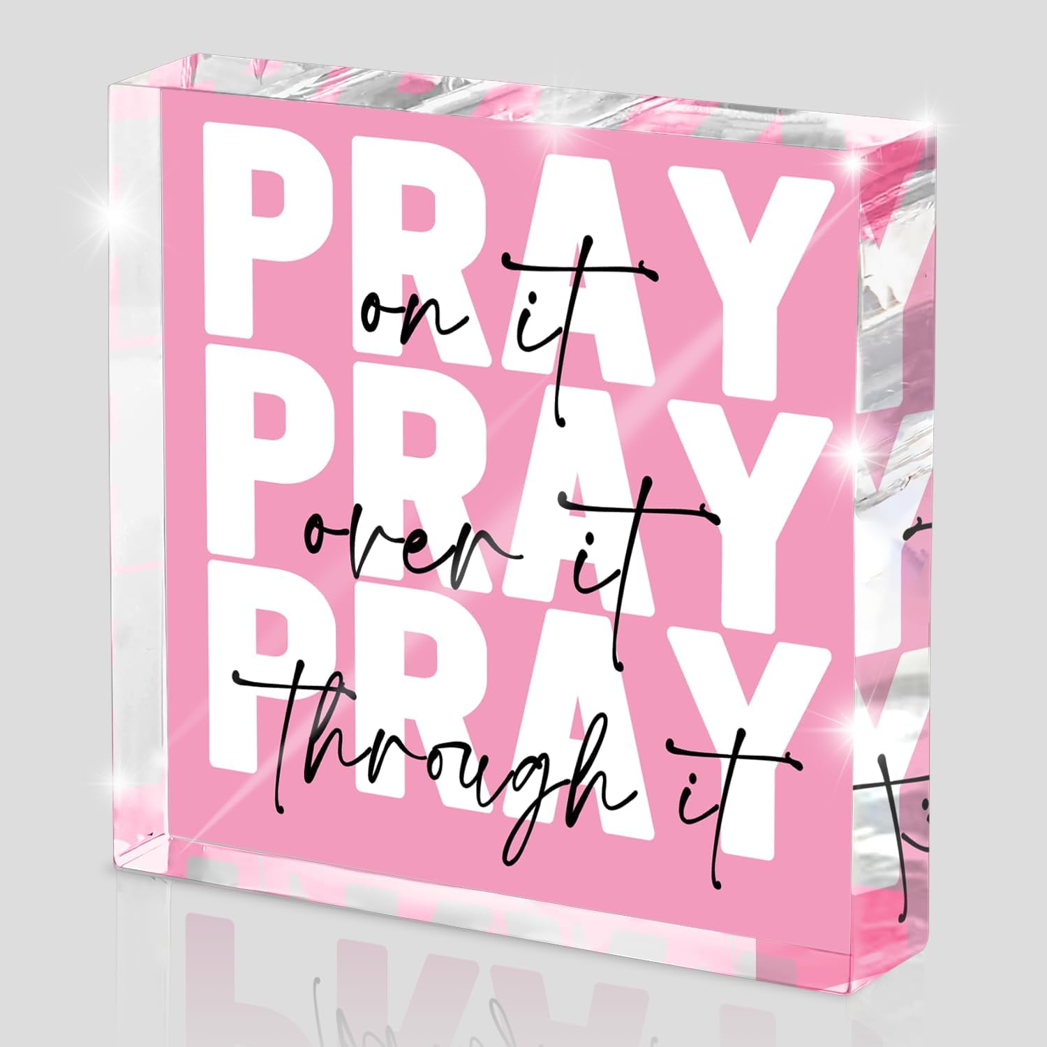Pink Inspirational Decor Pray Over It Bible Verse Wall Art Christian ...
