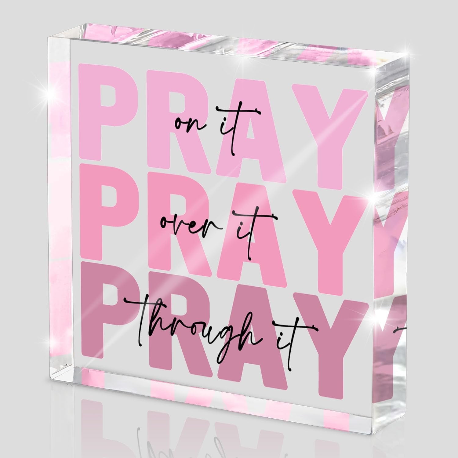 Pink Inspirational Decor Pray For It Bible Verse Wall Art Christian ...