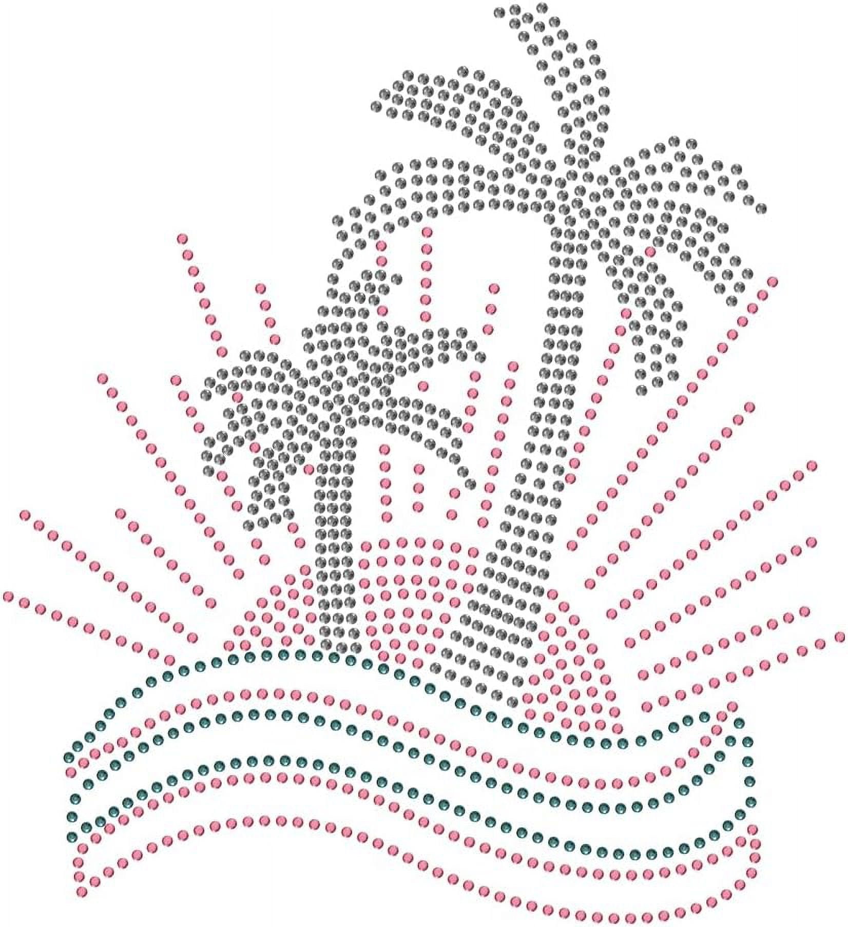 Pink Island Rhinestone Iron on Hotfix Heat Transfer Decal Bling ...