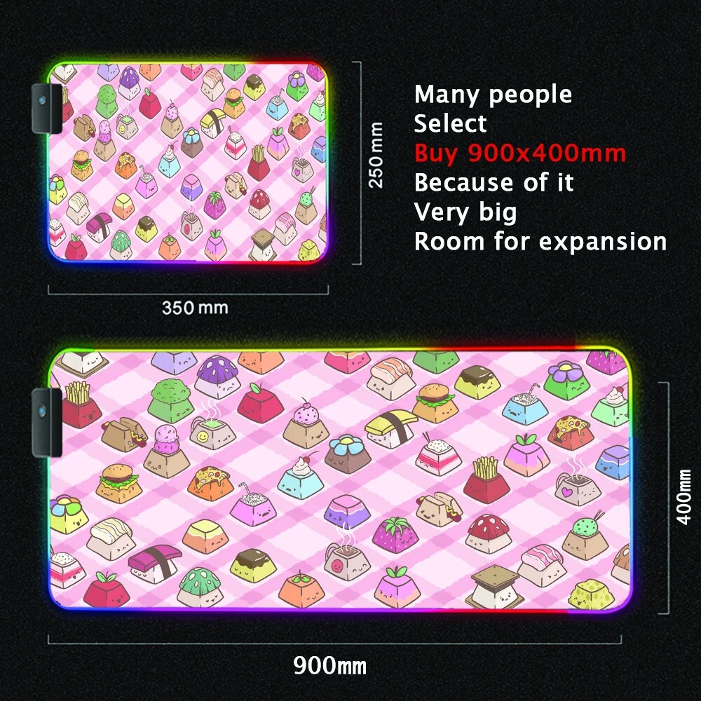 Pink Japanese Sushi Anime Mouse Pad RGB Rugs Gaming Laptop Diy for ...