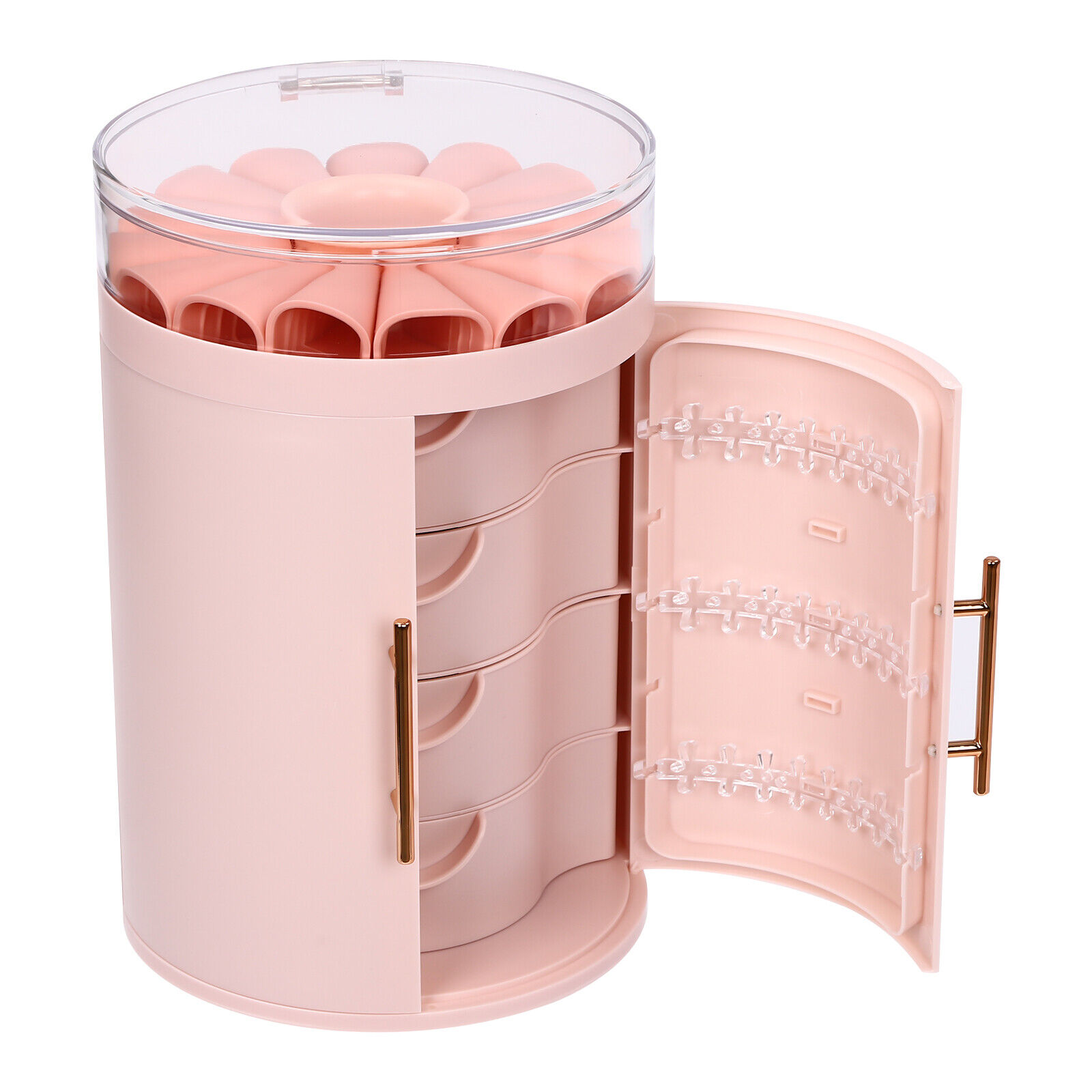 Pink Jewelry Box Organizer 5-Layer Ring Necklace Storage Display w/4 ...