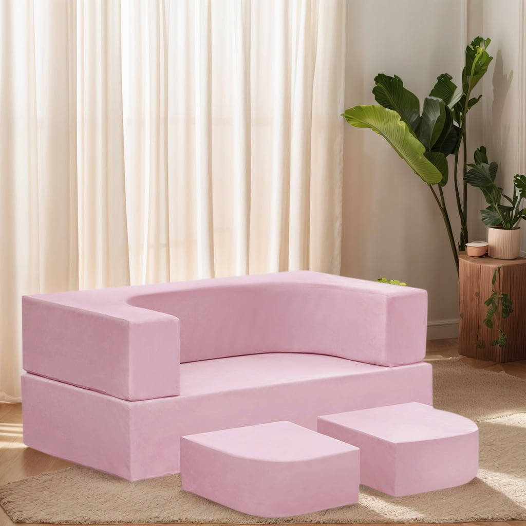 Pink Kids Modular Sofa Bed - Convertible Play Couch, Free Combination ...