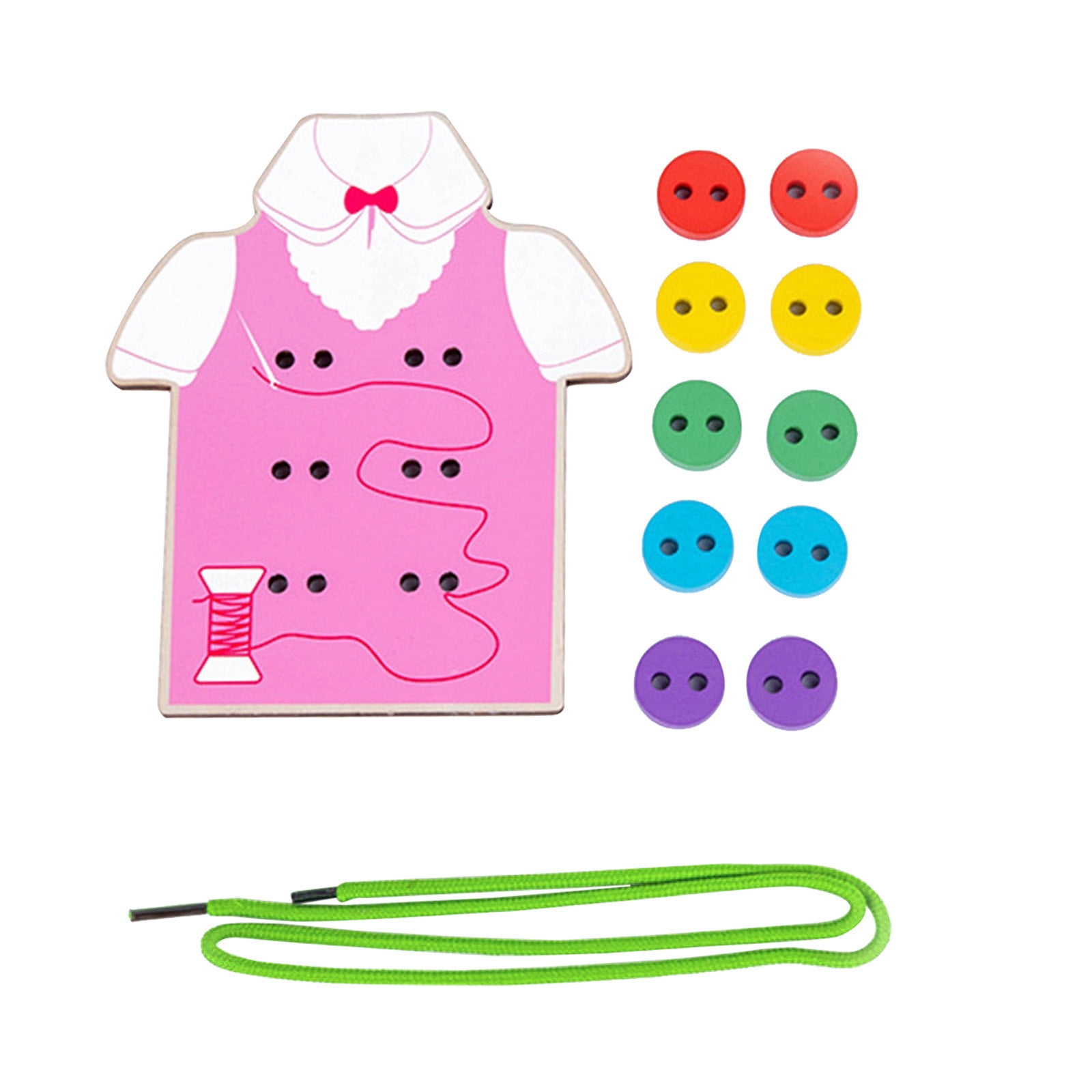 Pink Kids Wooden Threading Lacing Toy Fine Motor Skills Development ...