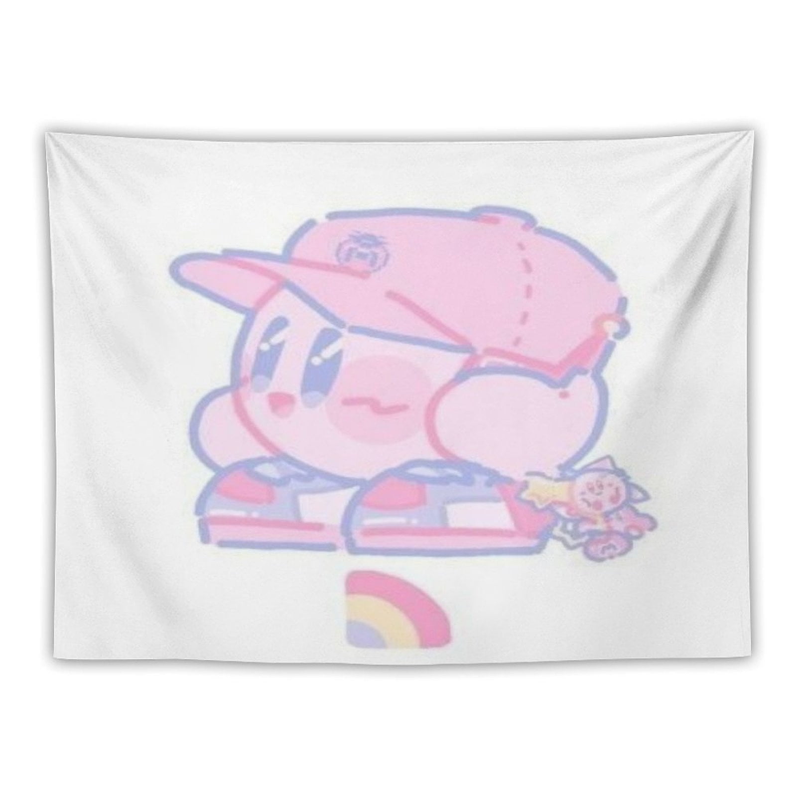 Pink Kirby Cute Cartoon Doll Tapestry Gift Wall Hanging Backdrop for ...