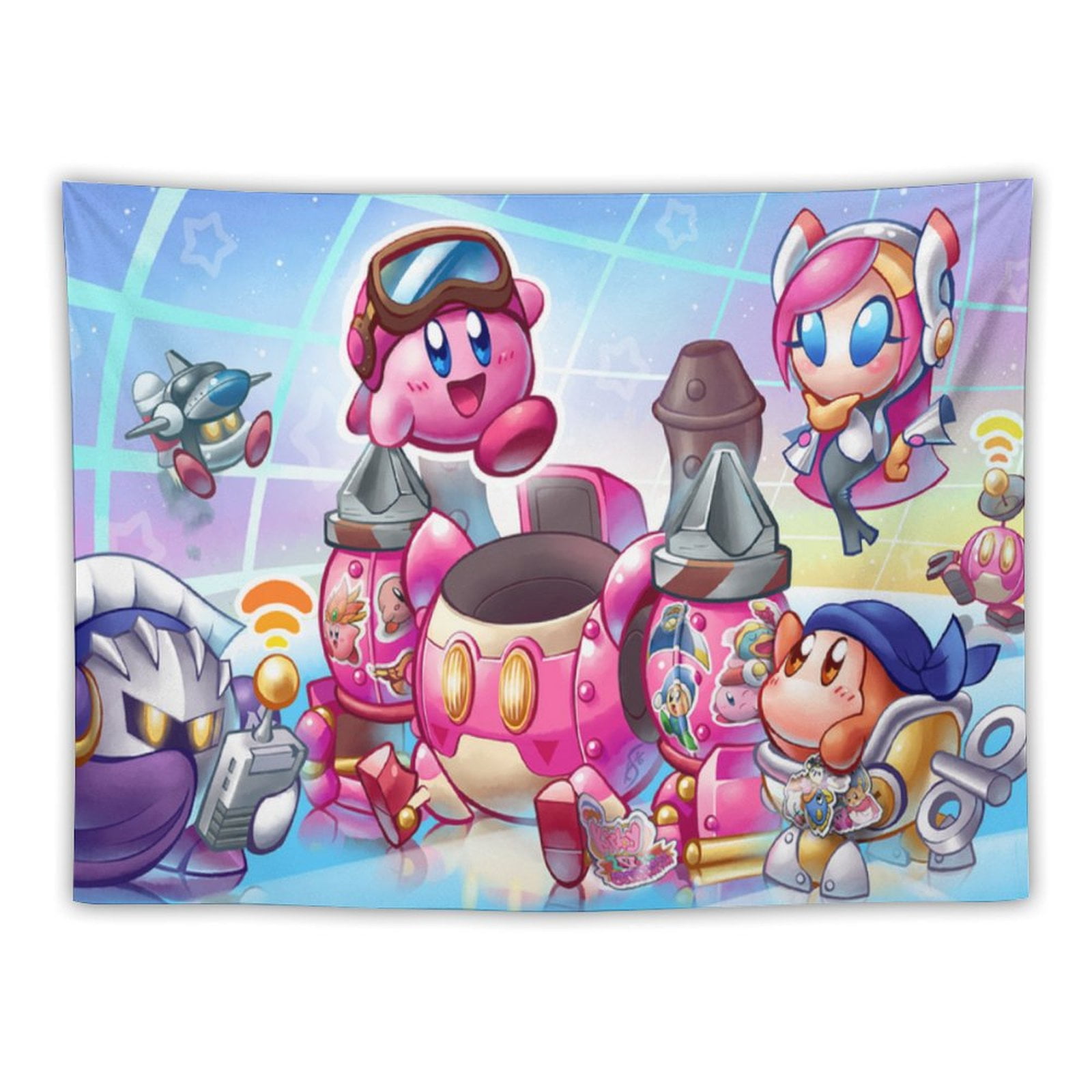 Pink Kirby Cute Cartoon Doll Tapestry Gift Wall Hanging Backdrop for ...