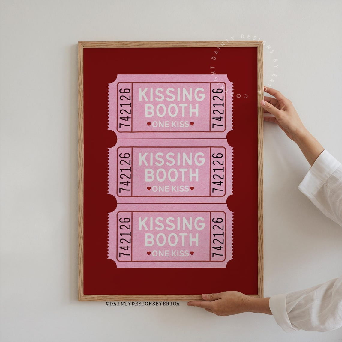 Pink Kissing Booth Ticket Poster, Girly Valentines Day Wall Art, 16x24 ...