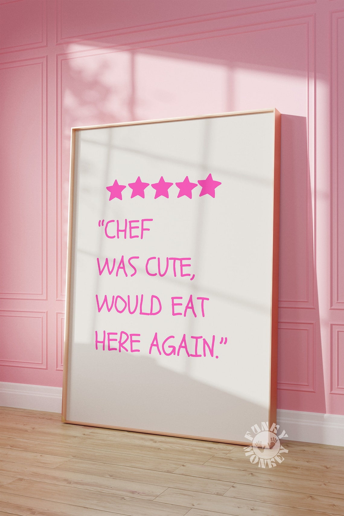 Pink Kitchen Print, Chef Was Cute Would Eat Here Again Print Funny ...