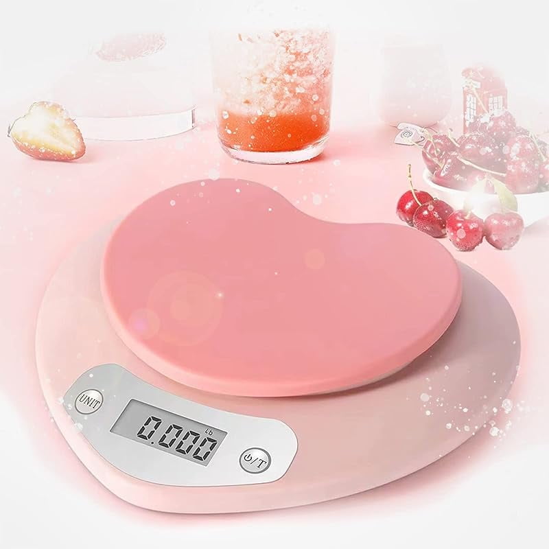 Pink Kitchen Scale - Large LCD, Tare Function, 11 lbs Capacity, 0.03 oz ...