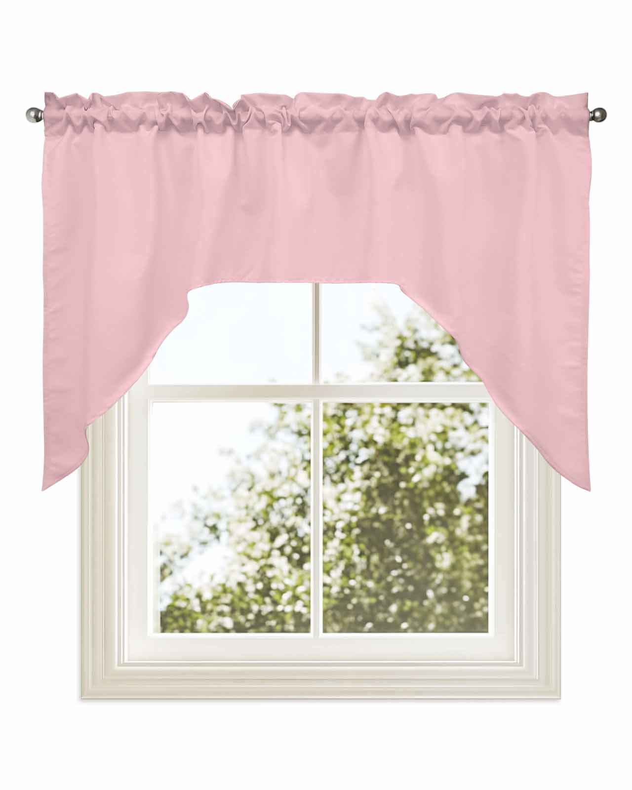 Pink Kitchen Swag Valance for Window, Rod Pocket Short Kitchen Curtains ...