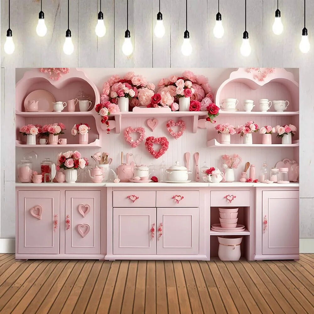 Pink Kitchen Valentine's Day Photographyic Background Cake Smash ...