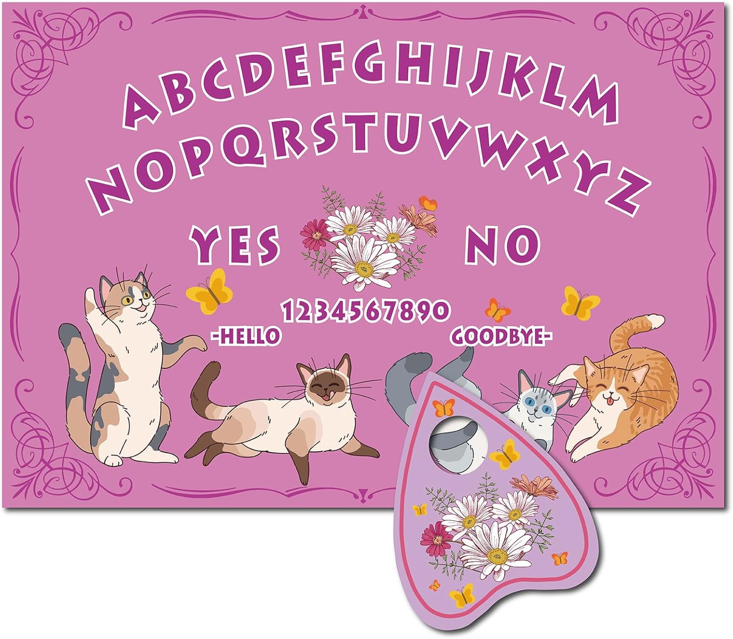 Pink Kitten Wood Spirit Board Cat Pendulum Dowsing Divination Board ...