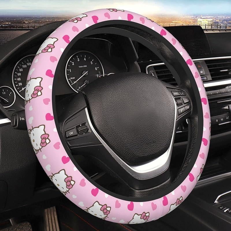 Pink Kitty Cat Car Accessories Cute Kawaii Steering Wheel Cover Women ...