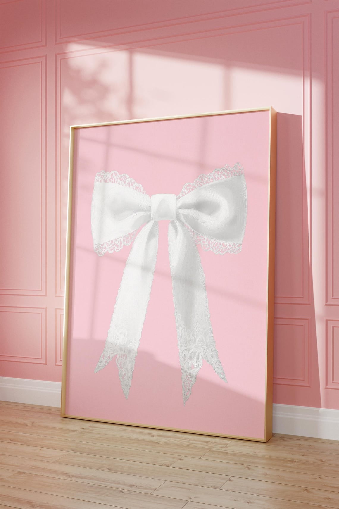 Pink Lace Bow Painting, Coquette Ribbon, Coastal Cowgirl Decor, Preppy ...
