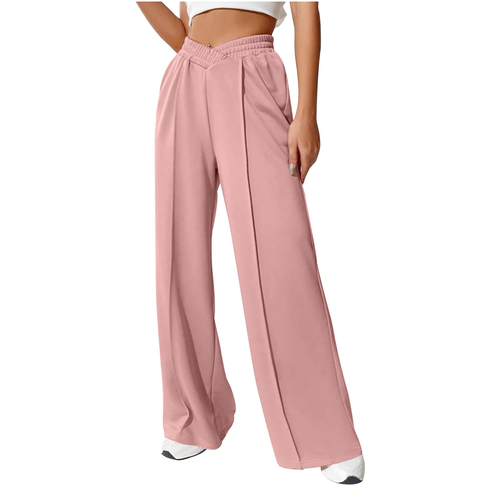 Pink Ladies High Leg Flared Wide Leg Straight Leg Plain Long Boot Cut ...