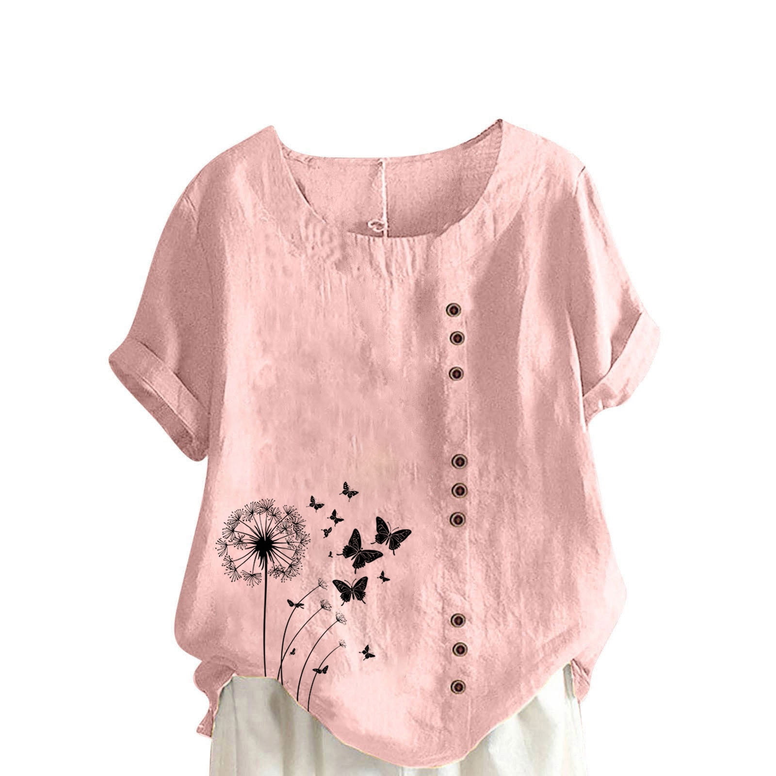 Pink Ladies Tshirts Floral Graphic Tops Tee for Women Short Sleeve Boat ...
