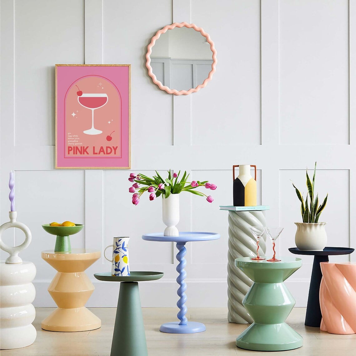 Pink Lady Cocktail Poster Cute Orange Wall Art Bar Cart Decor Poster ...