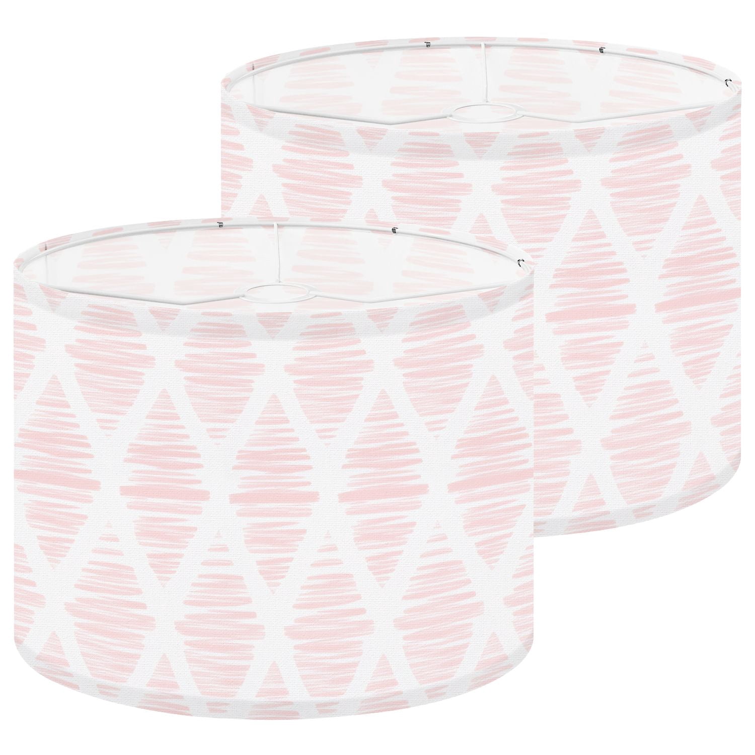 Pink Lampshades 2 Pack Modern White Pink Stripe Diamond shapes ...