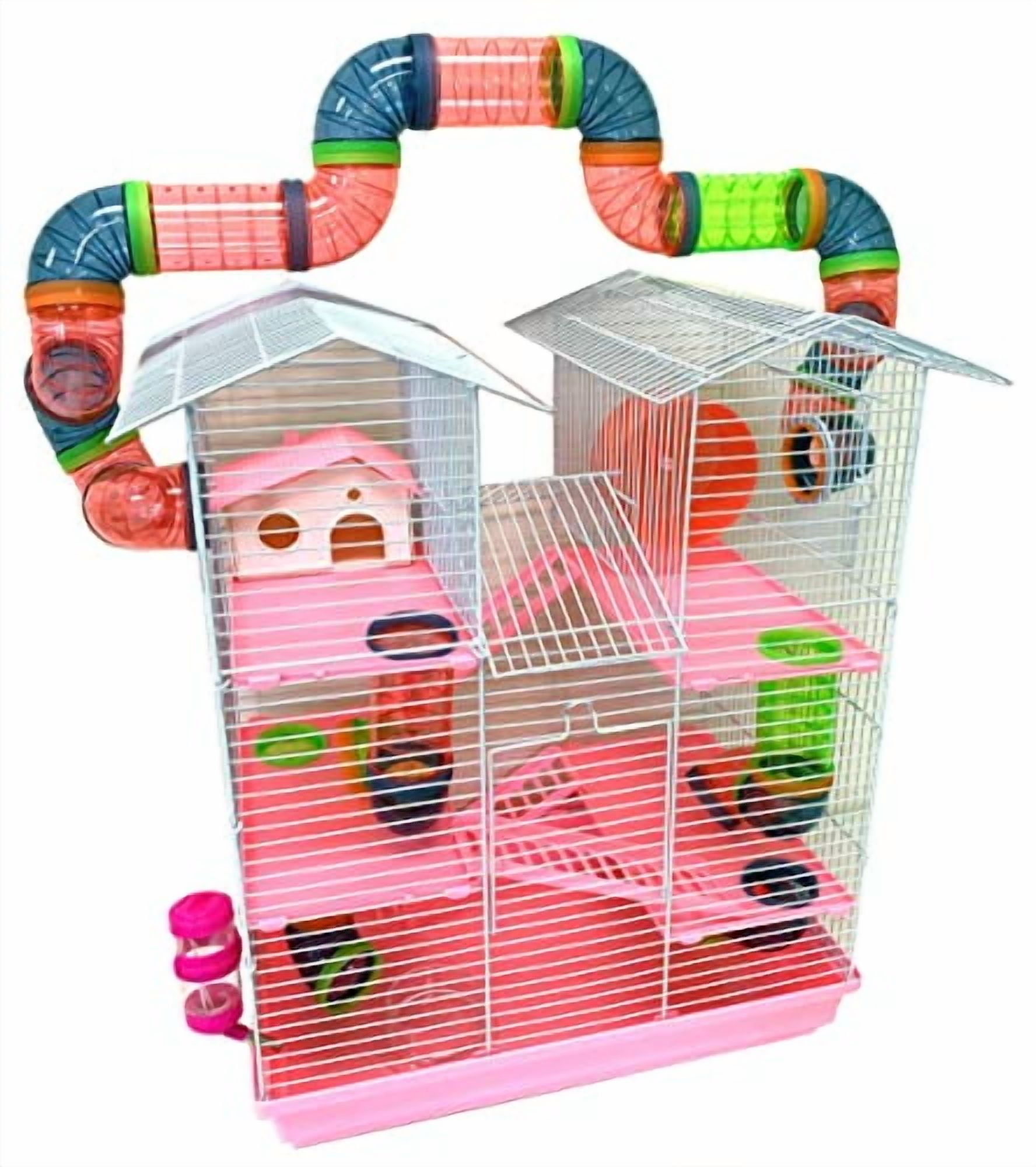 Pink Large 5-Levels Twin Towner Syrian Hamster Rodent Gerbil Mouse Mice ...