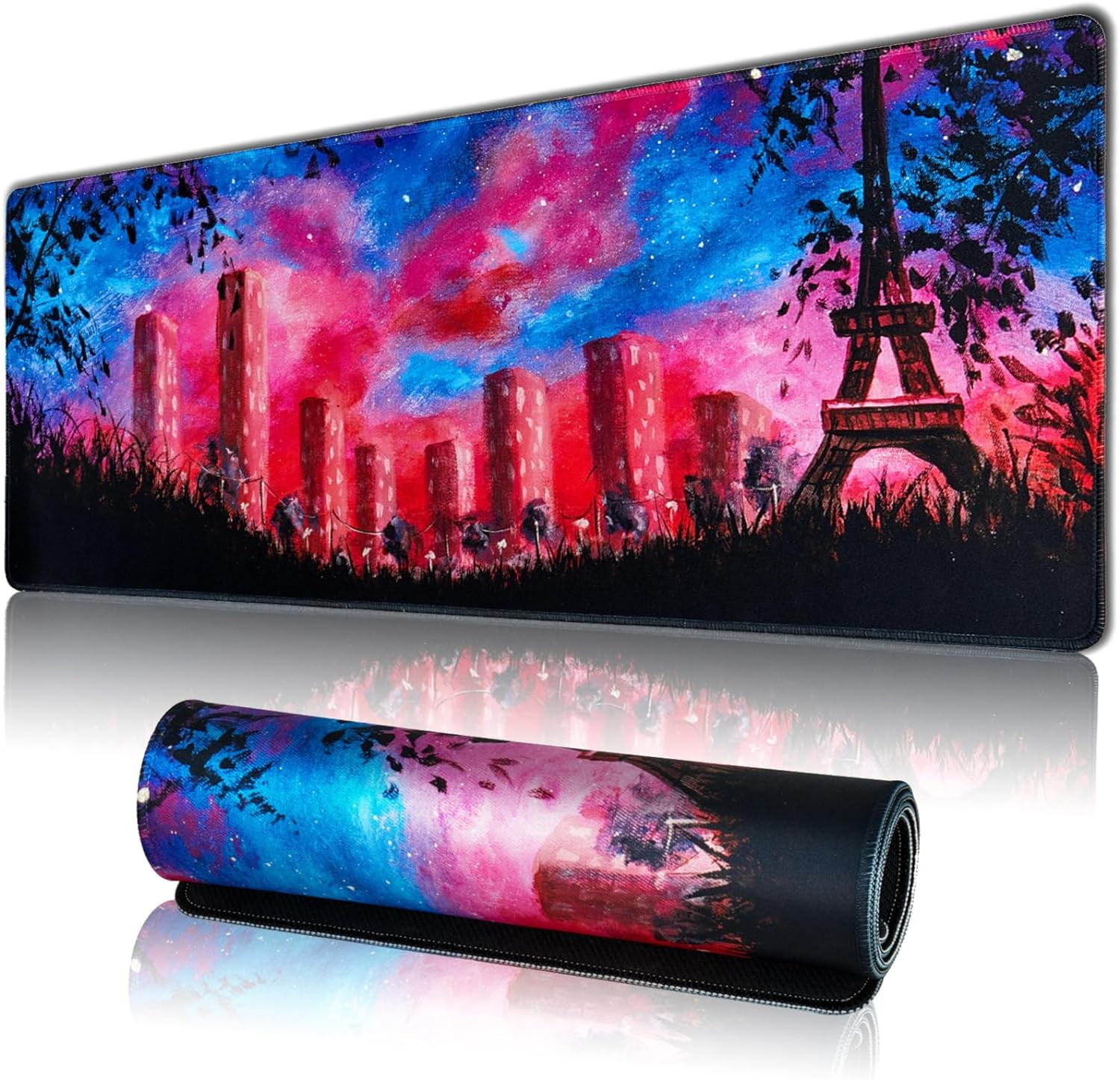 Pink Large Gaming Mouse Pad for Desk, Desk Mat with Seamed Edges ...