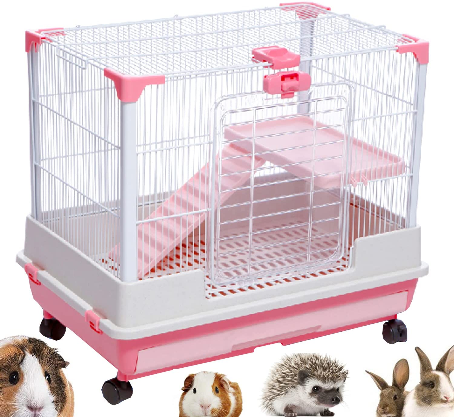 Pink Large Multi-Level Indoor Small Animal Pet Cage Guinea Pig Ferret ...