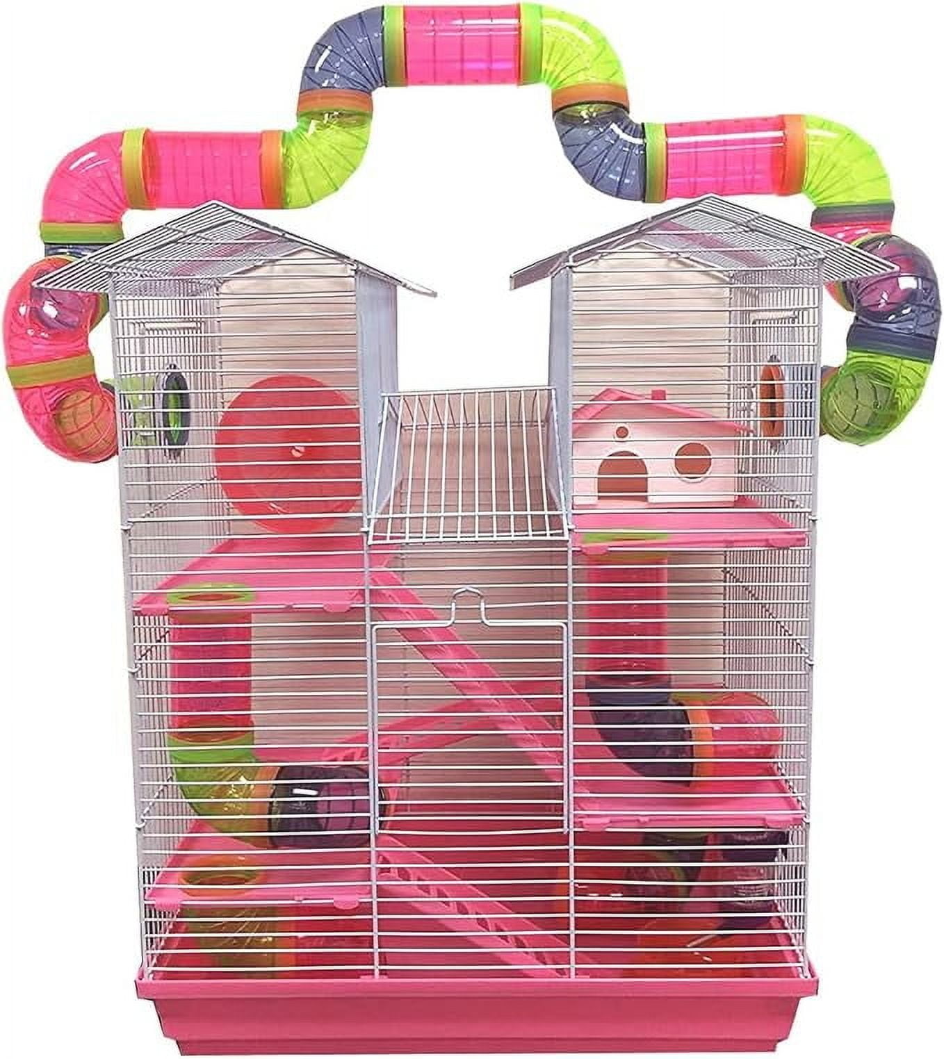 Pink Large Twin Tower Habitat Hamster Rodent Gerbil Mouse Mice Rat Wire ...