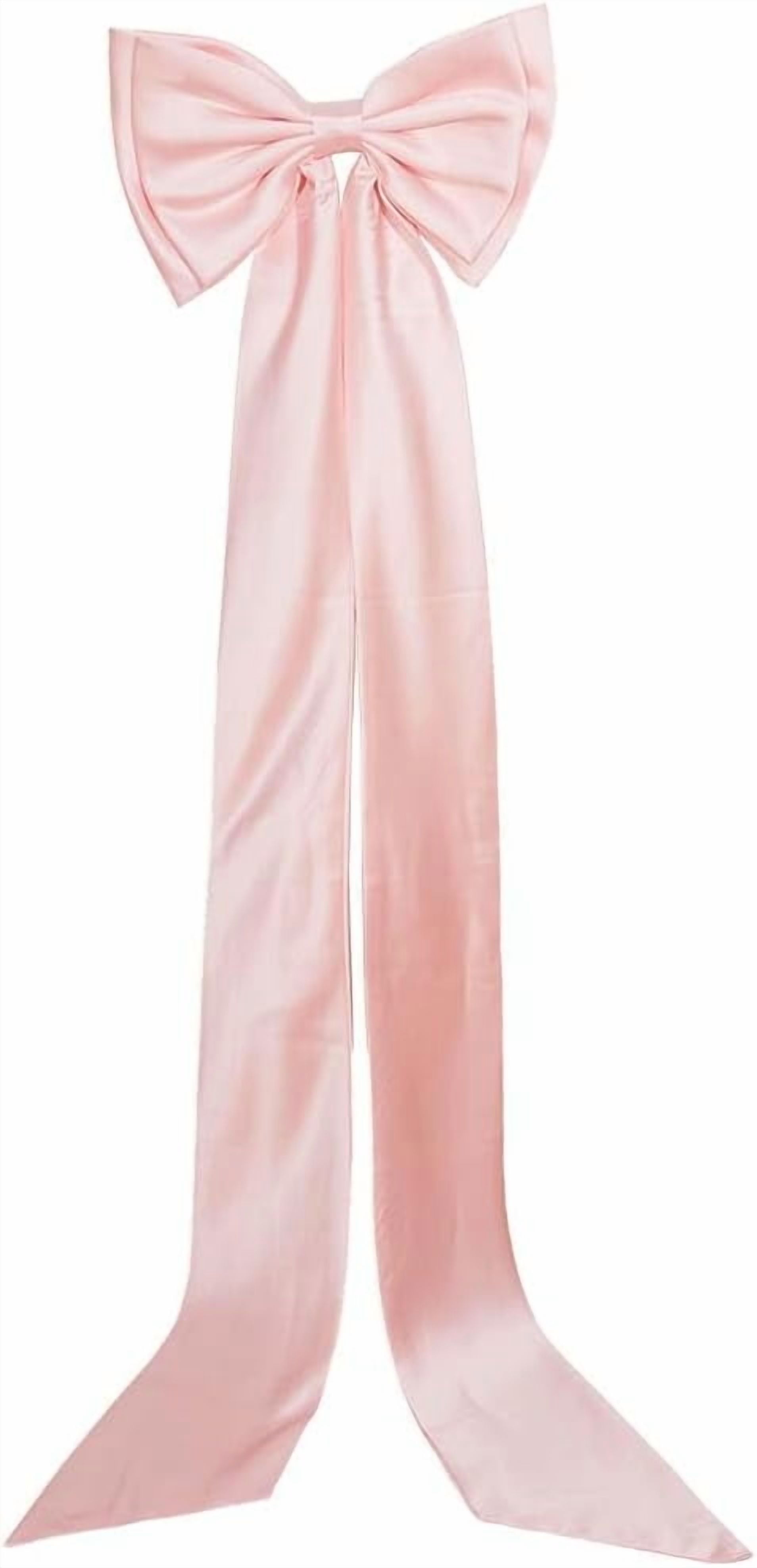 Pink Large Wedding Pew Bows with Long Tails Long Black Satin for Dress ...