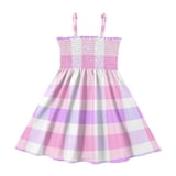 Pink Lavender Plaid Pattern Girls' Casual Dresses 2Y-8Y Sleeveless ...