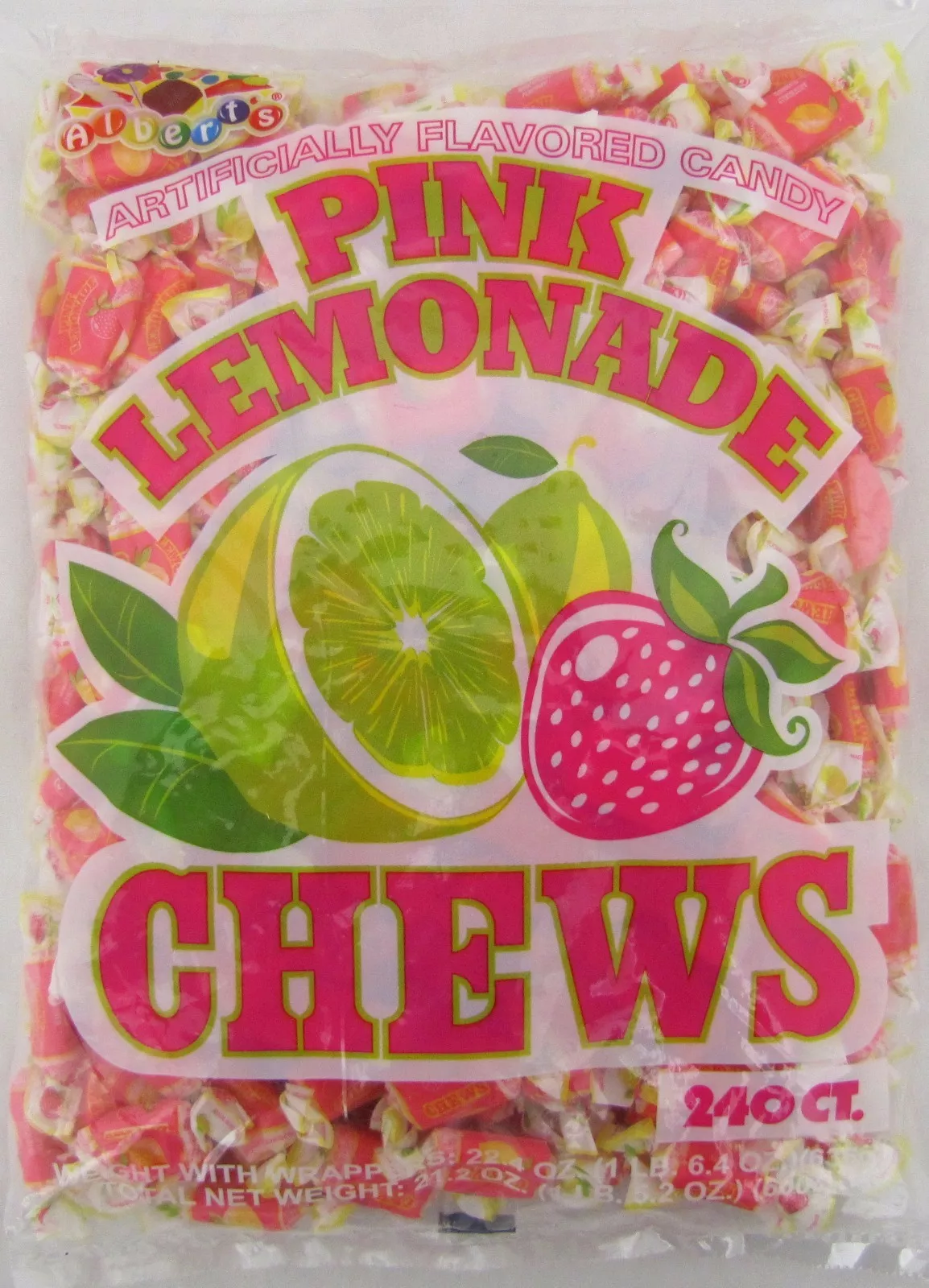 Pink Lemonade Chews 240 Count Candy Bulk Candies Taffy Taffies Alberts ...