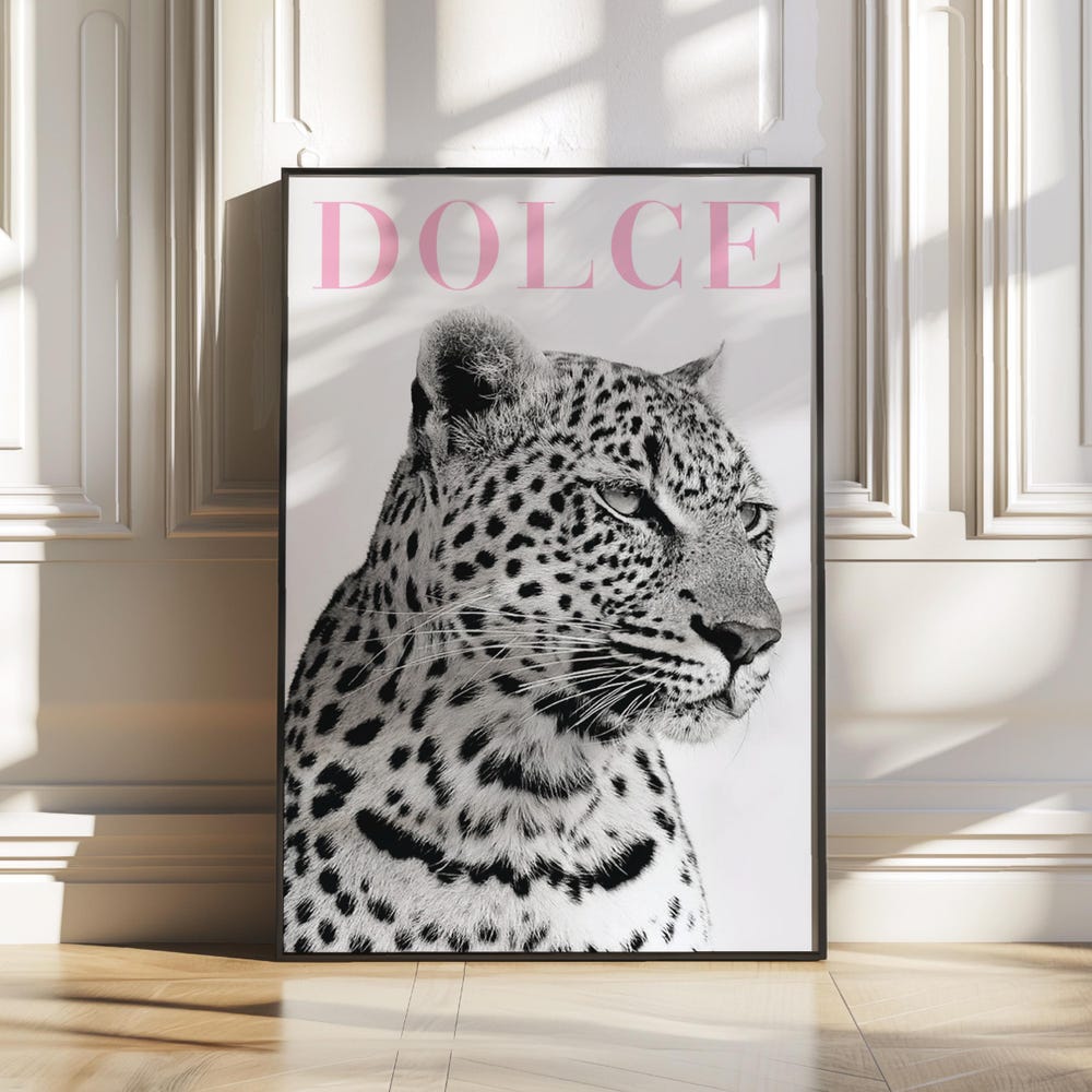 Pink Leo.Pard Wall Art Black And White Poster Trendy Fashion Stylish ...