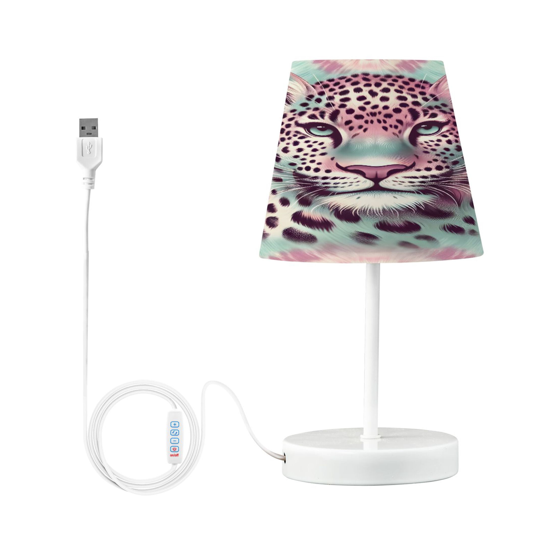 Pink Leopard Animal Desk Lamp LED Table Nightstand Lamps with 3 Color ...