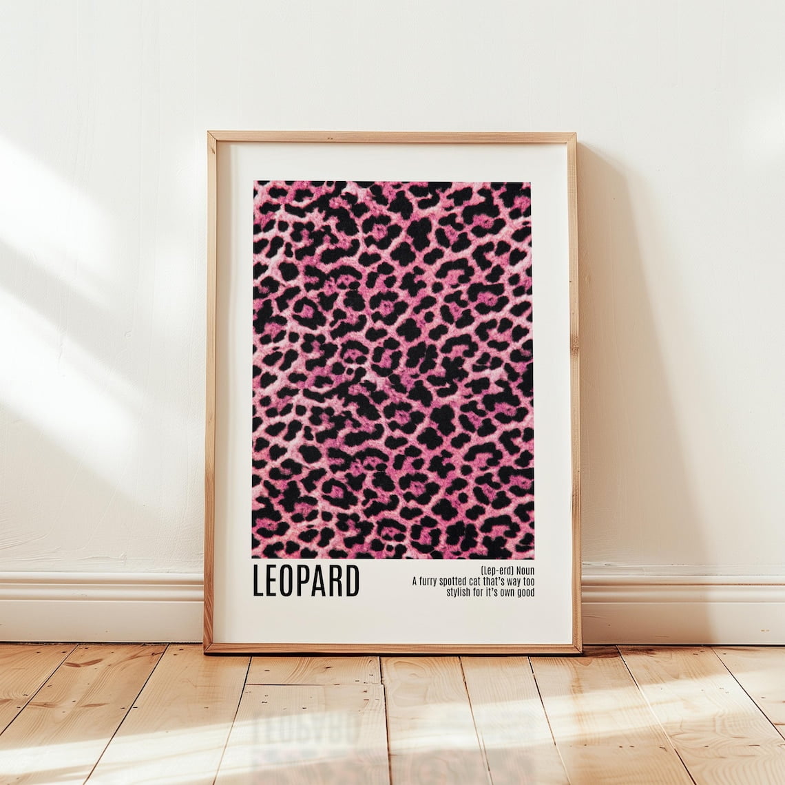 Pink Leopard Art Print Modern Fashion Poster Glam Animal Pattern Wall ...