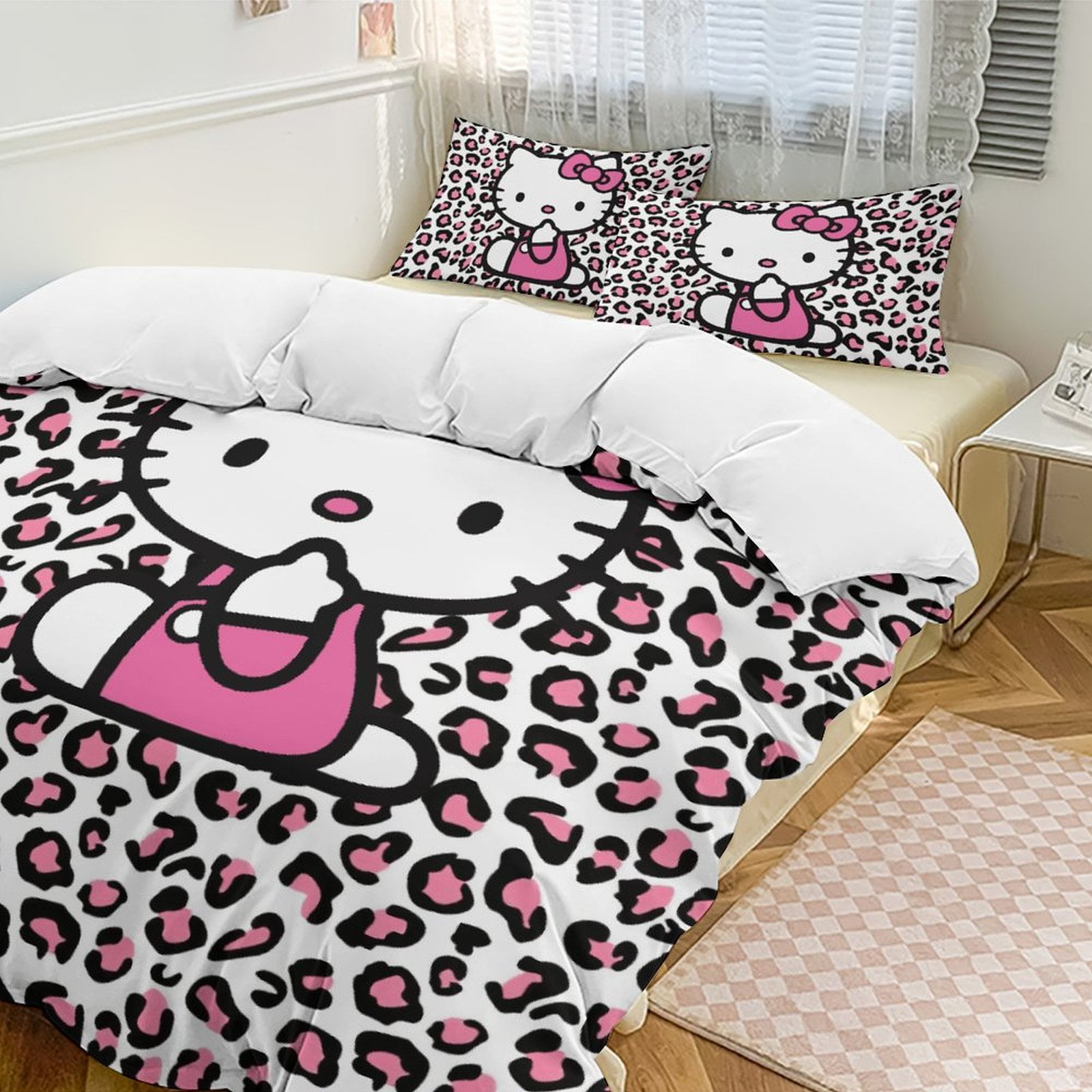 Customer reviews for Pink Leopard Hello Kitty Comforter Set Soft 3 Pcs Twin Bedding Sets Thicken ...