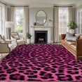Pink Leopard Print 5'x7' Area Rug, Retro Chic Abstract Animals Texture ...