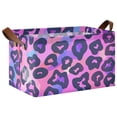 Pink Leopard Print Collapsible Storage Bin Open Home Shelf Basket Water ...