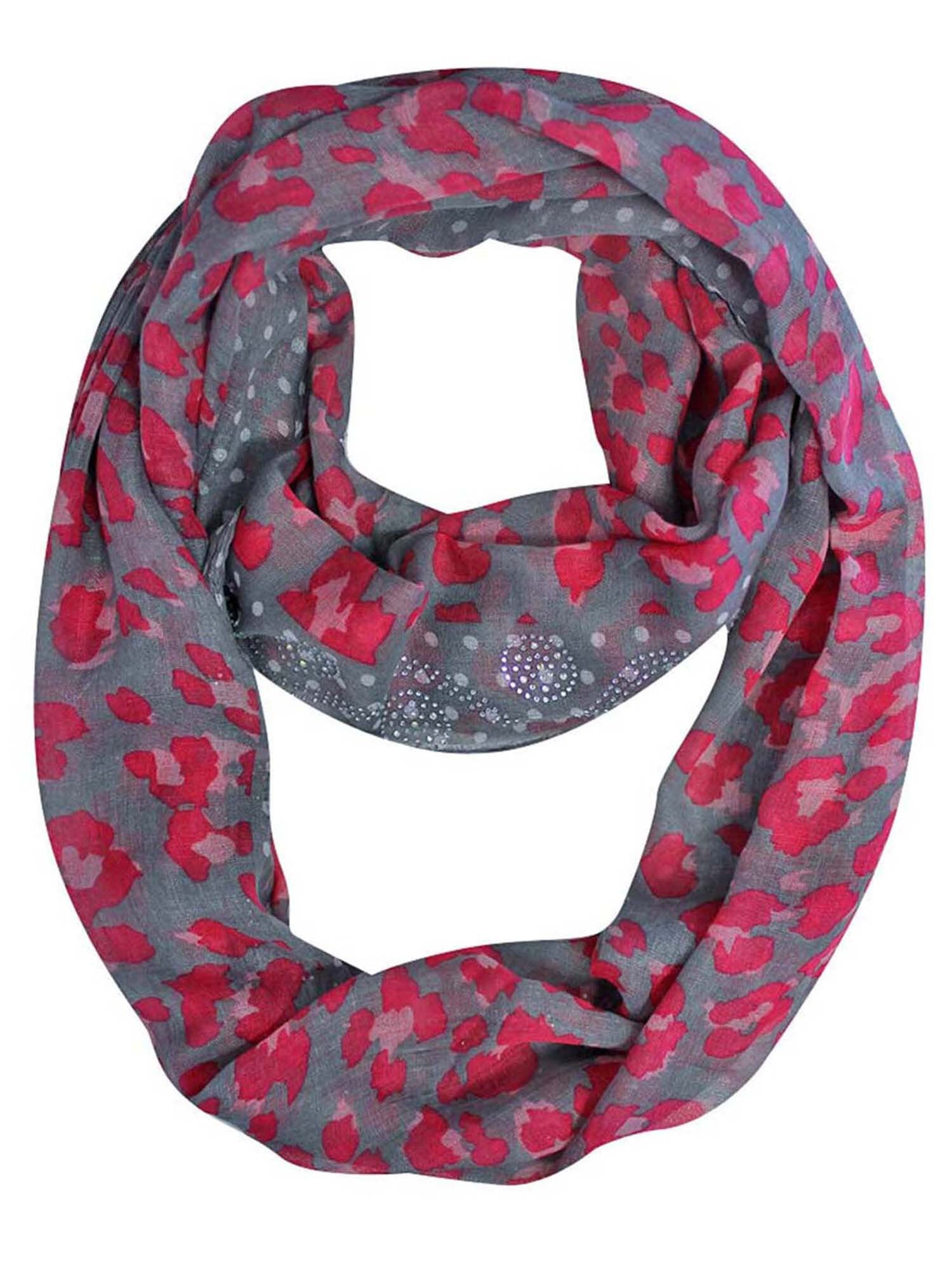 Pink Leopard Print Infinity Scarf With Rhinestone Design - Walmart.com
