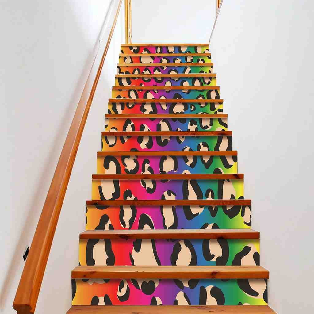 Pink Leopard Print Stair Stickers Color Panther Staircase Riser Decals ...