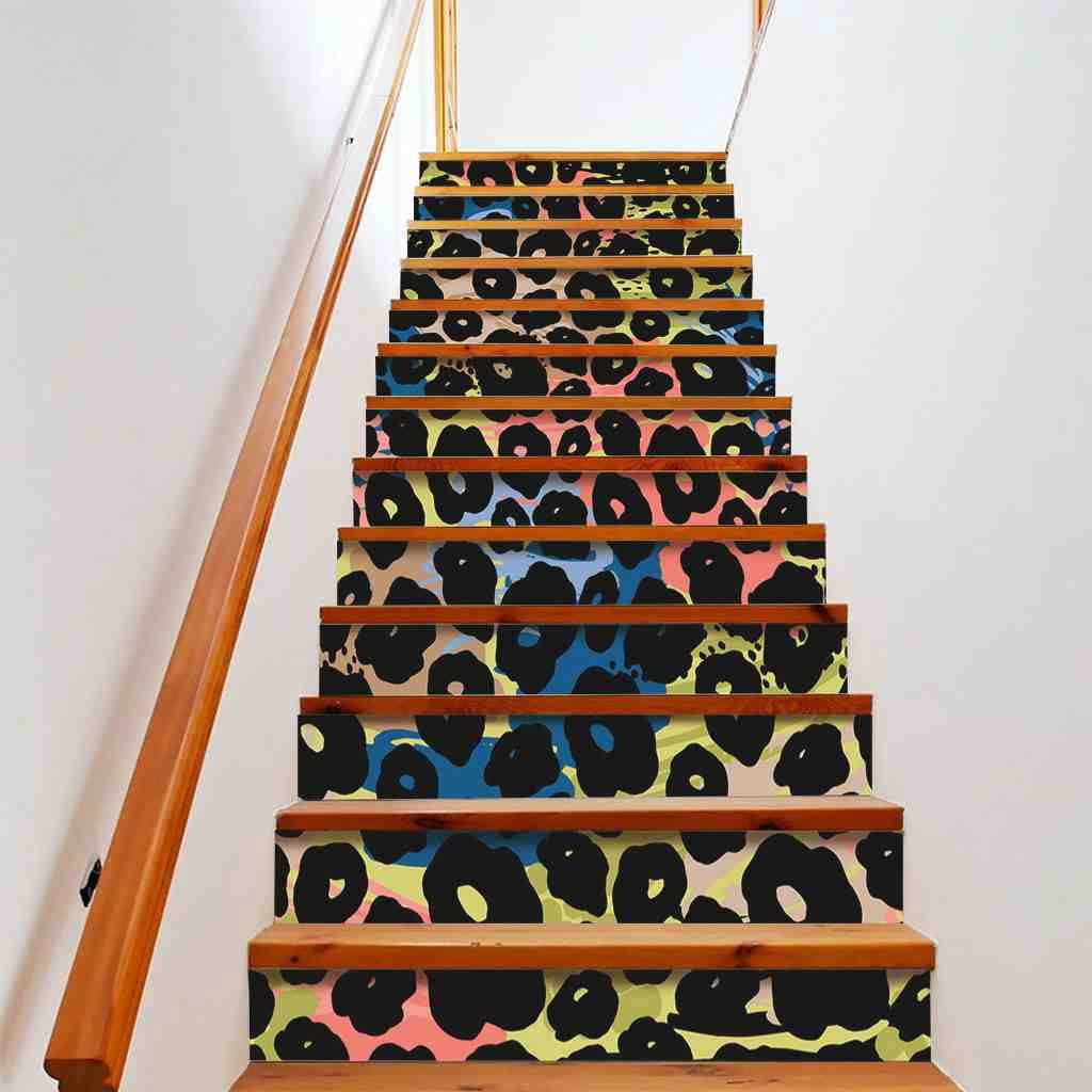 Pink Leopard Print Stair Stickers Color Panther Staircase Riser Decals ...