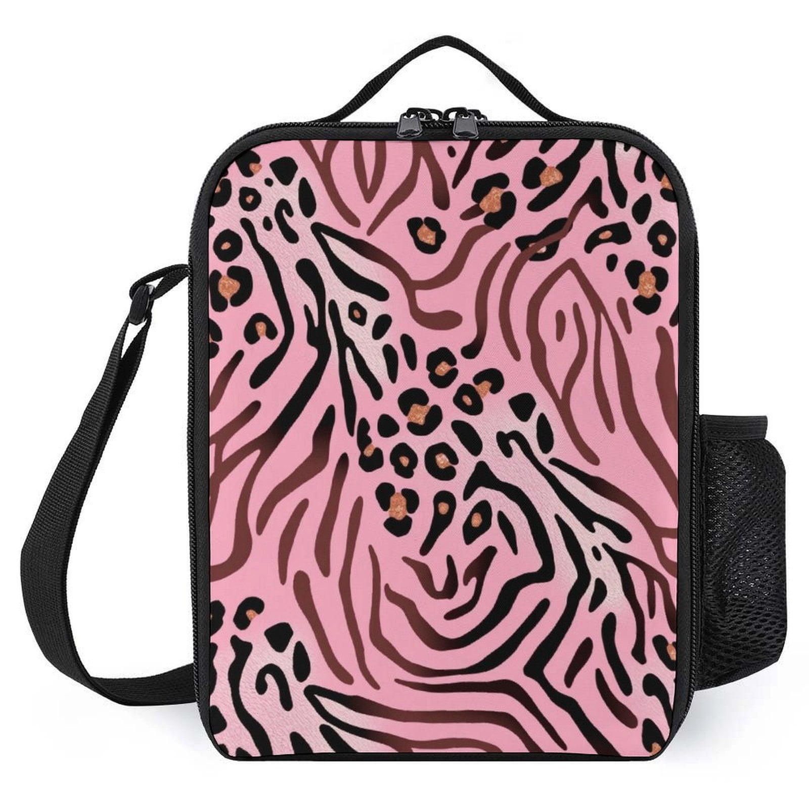 Pink Leopard Zebra Print Lunch Bag Cooler Warm Insulated Lunch Box ...