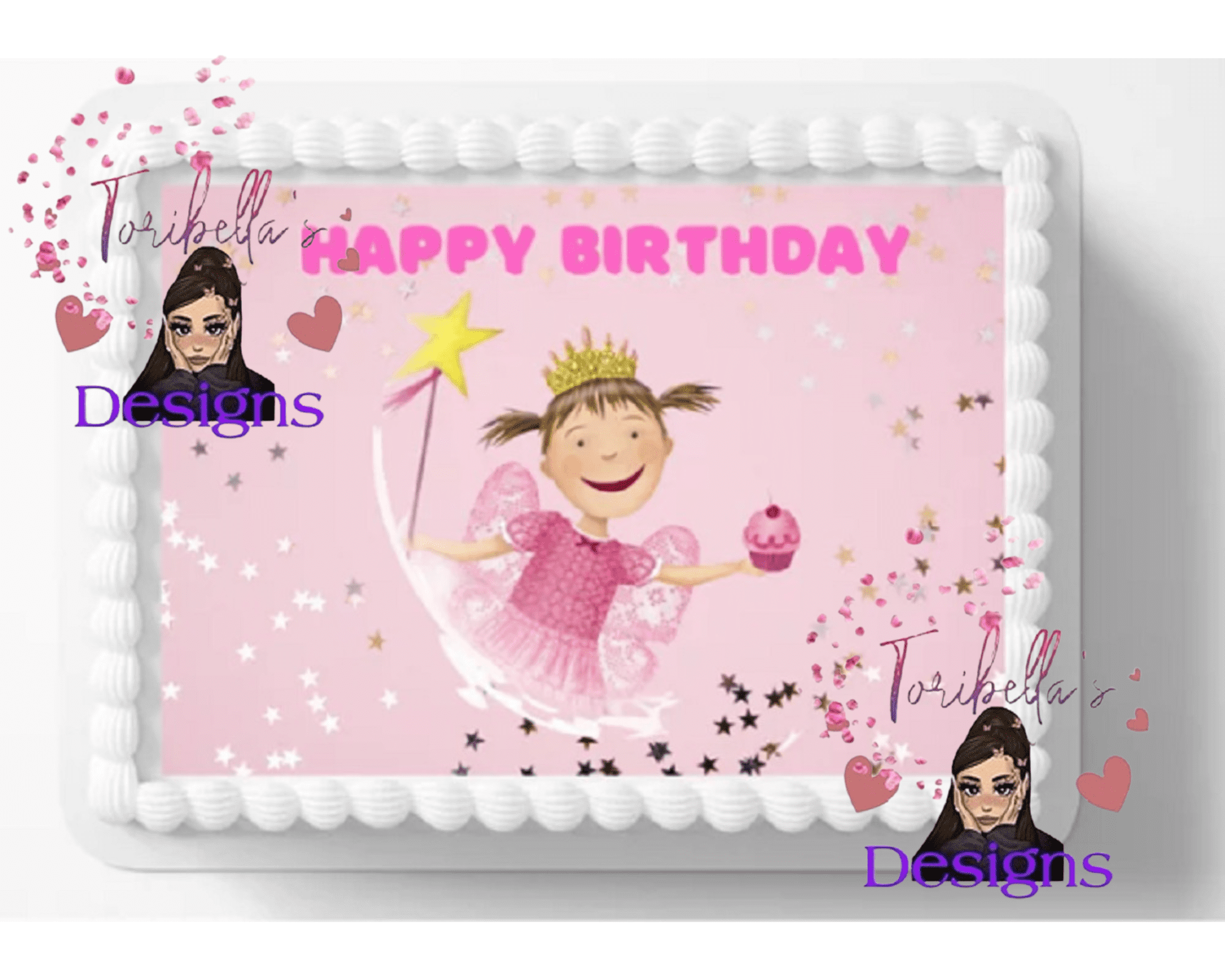 Pink Licious Pink Princess Edible Image Happy Birthday Cake Topper For ...