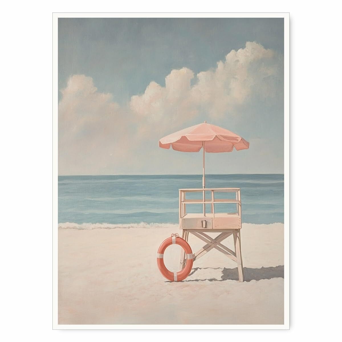 Pink Lifeguard Tower Coastal Print Trendy Preppy Beachy Wall Art for ...