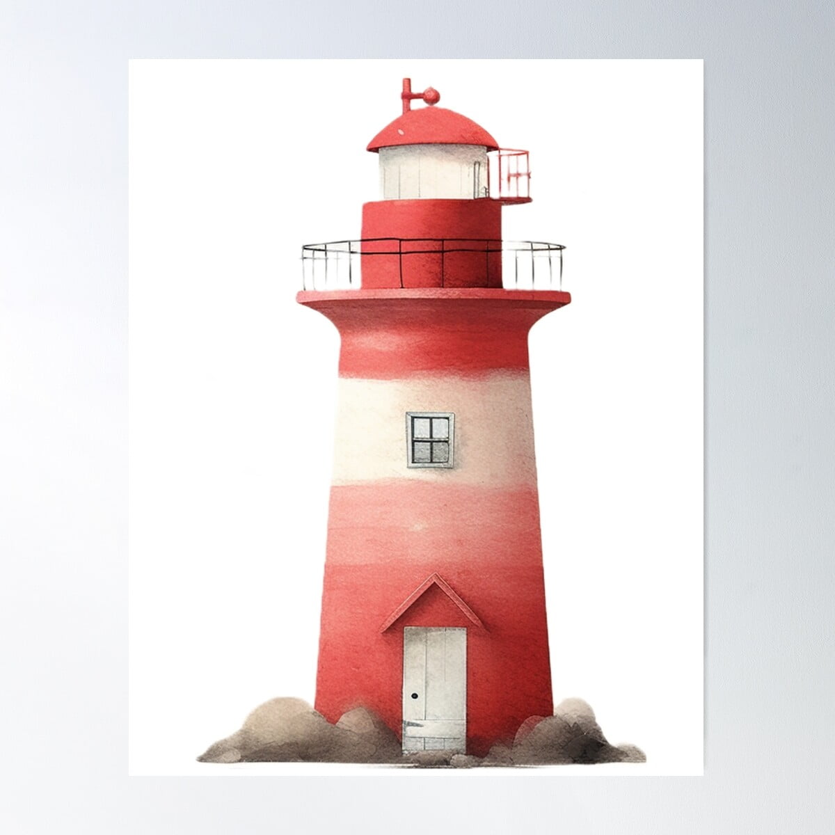 Pink Lighthouse Poster Wall Art, Modern Wall Decor For Living Room ...