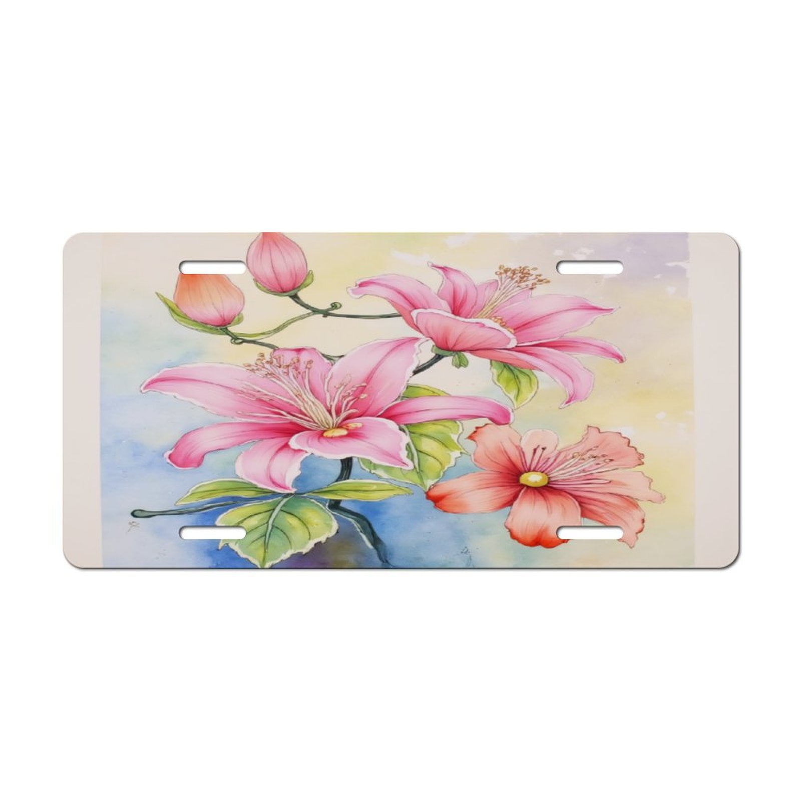 Pink Lily Bouquet License Plate Lightweight Aluminum Automotive ...