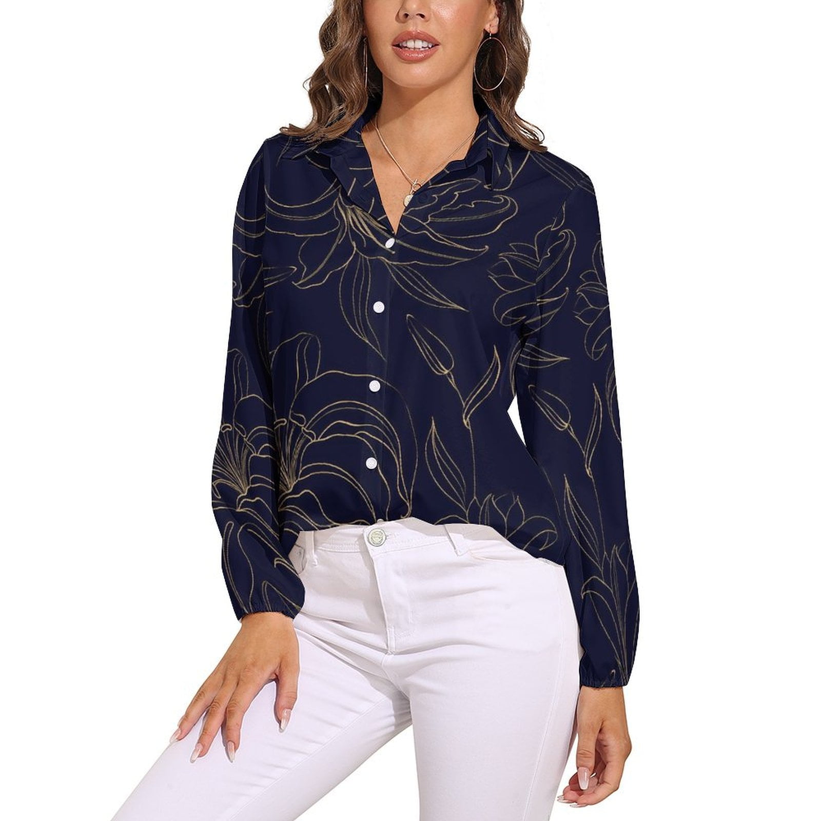 Pink Lily Floral Blouse Watercolor Flower Cool Design Blouses Women ...