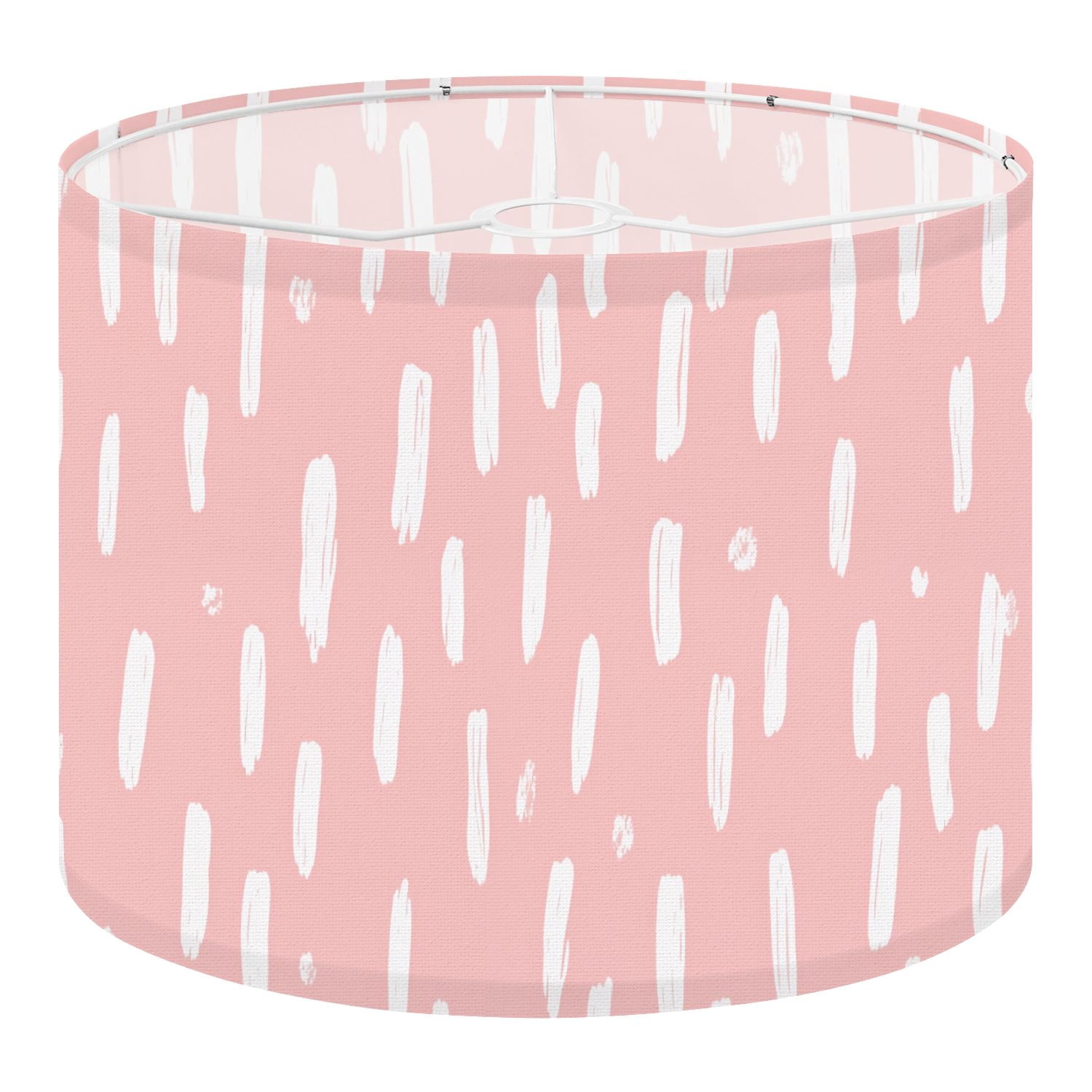 Pink Linen Drum Lampshades Boho Modern Dots Pink White Random Placement ...